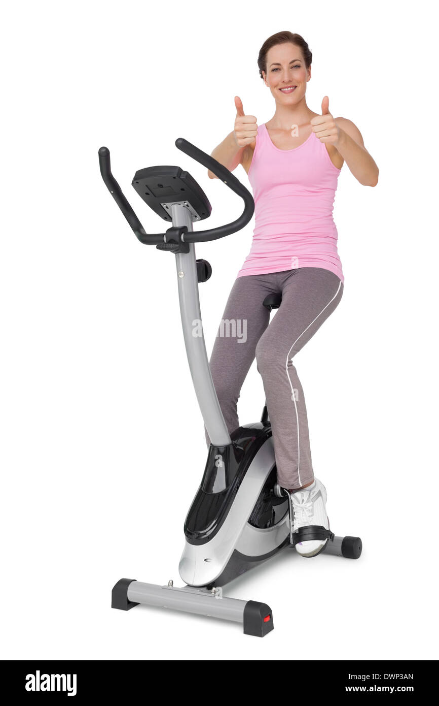 Woman thumbs up bike Cut Out Stock Images & Pictures - Alamy