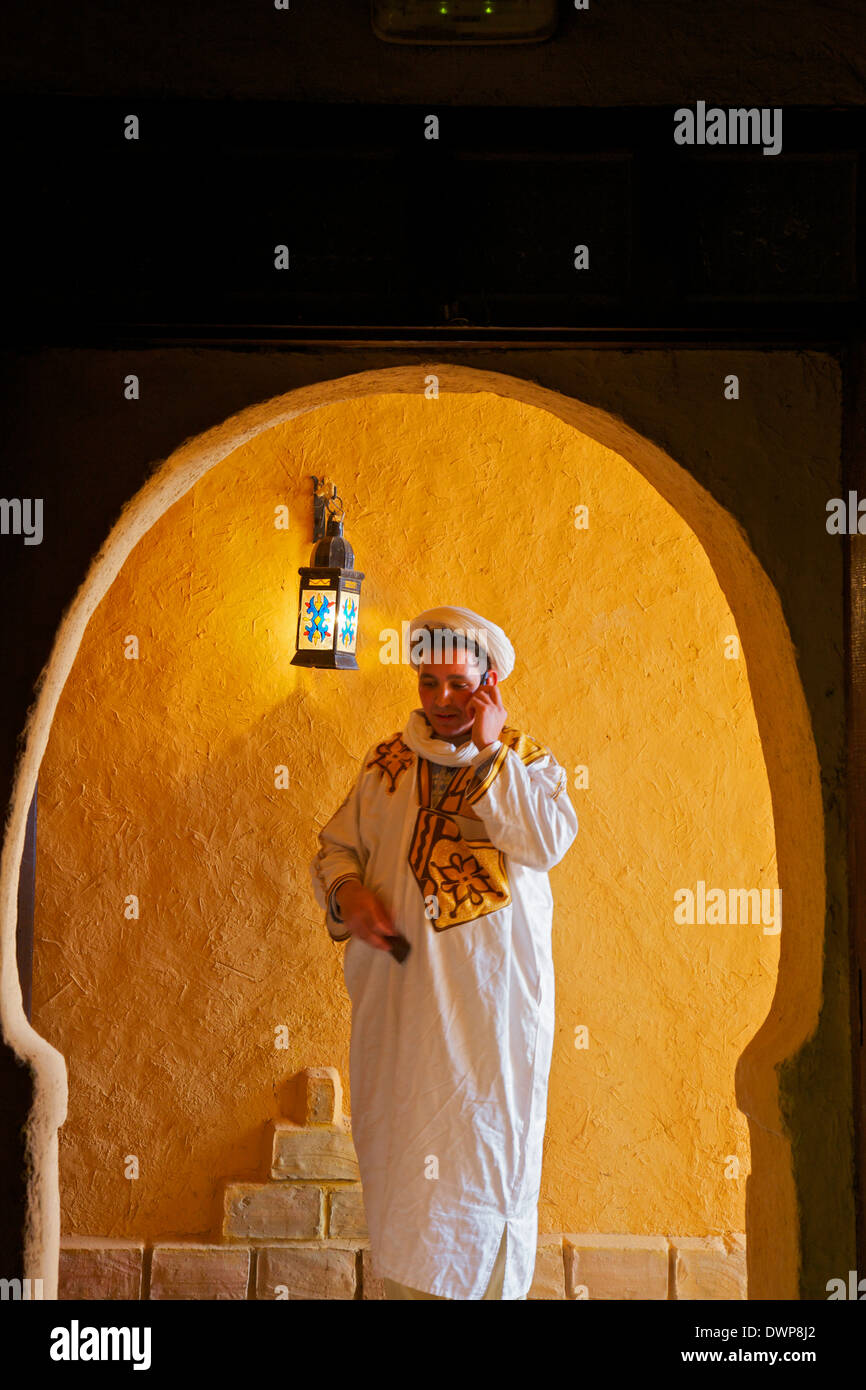 Berber Man In Berber Costume With Mobile Phone, Merzouga, Morocco ...