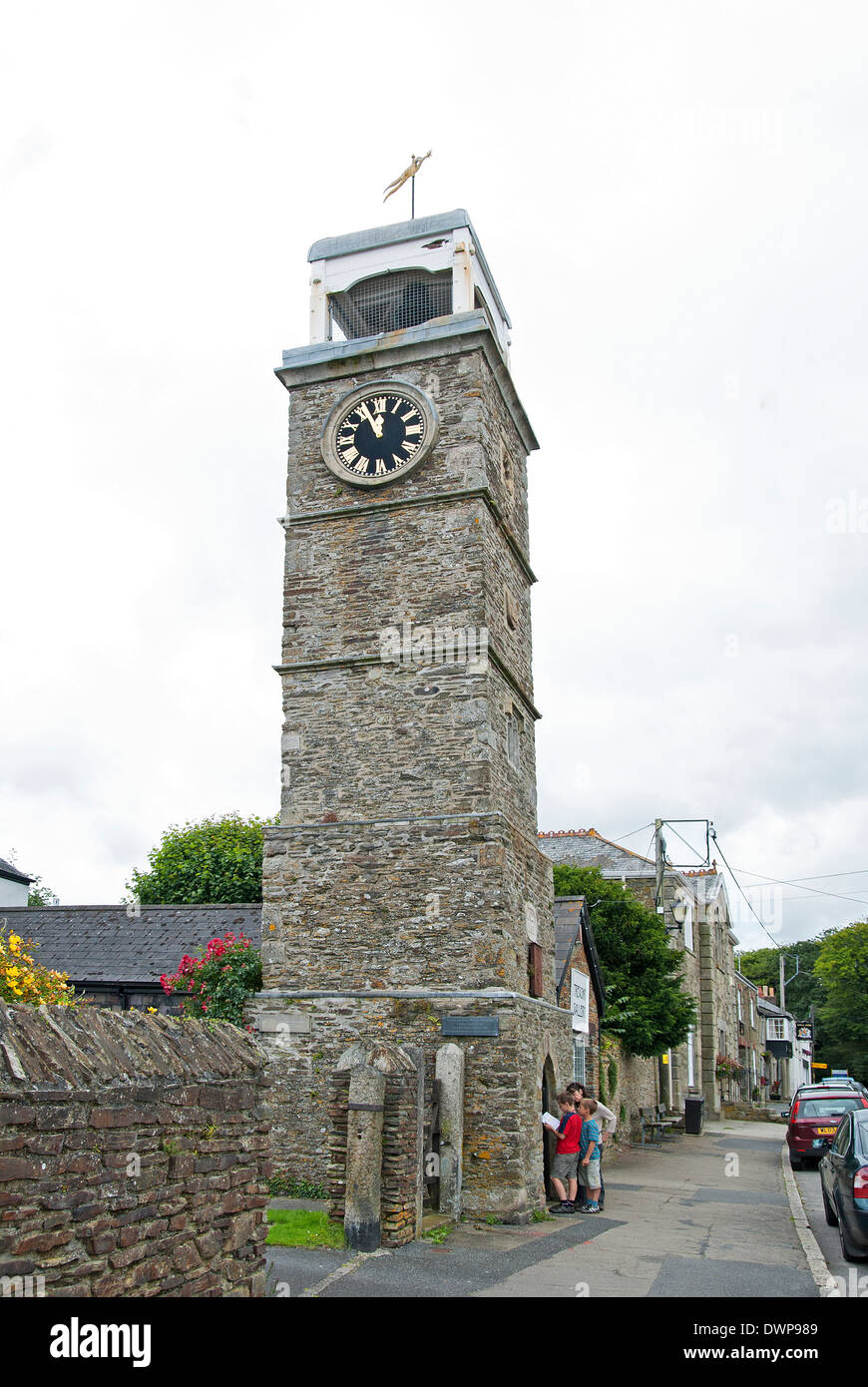 The town clock in Tregony, Cornwall, UK Stock Photo - Alamy