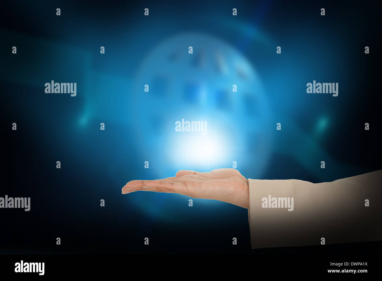 Hand presenting light Stock Photo - Alamy