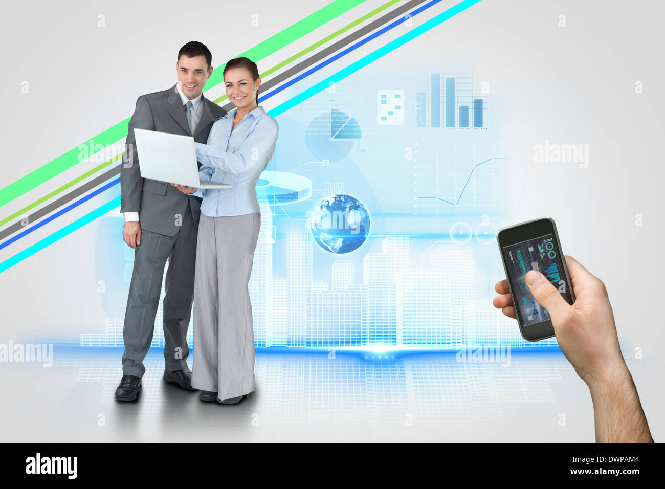 Hand holding smartphone partnership hi-res stock photography and images ...