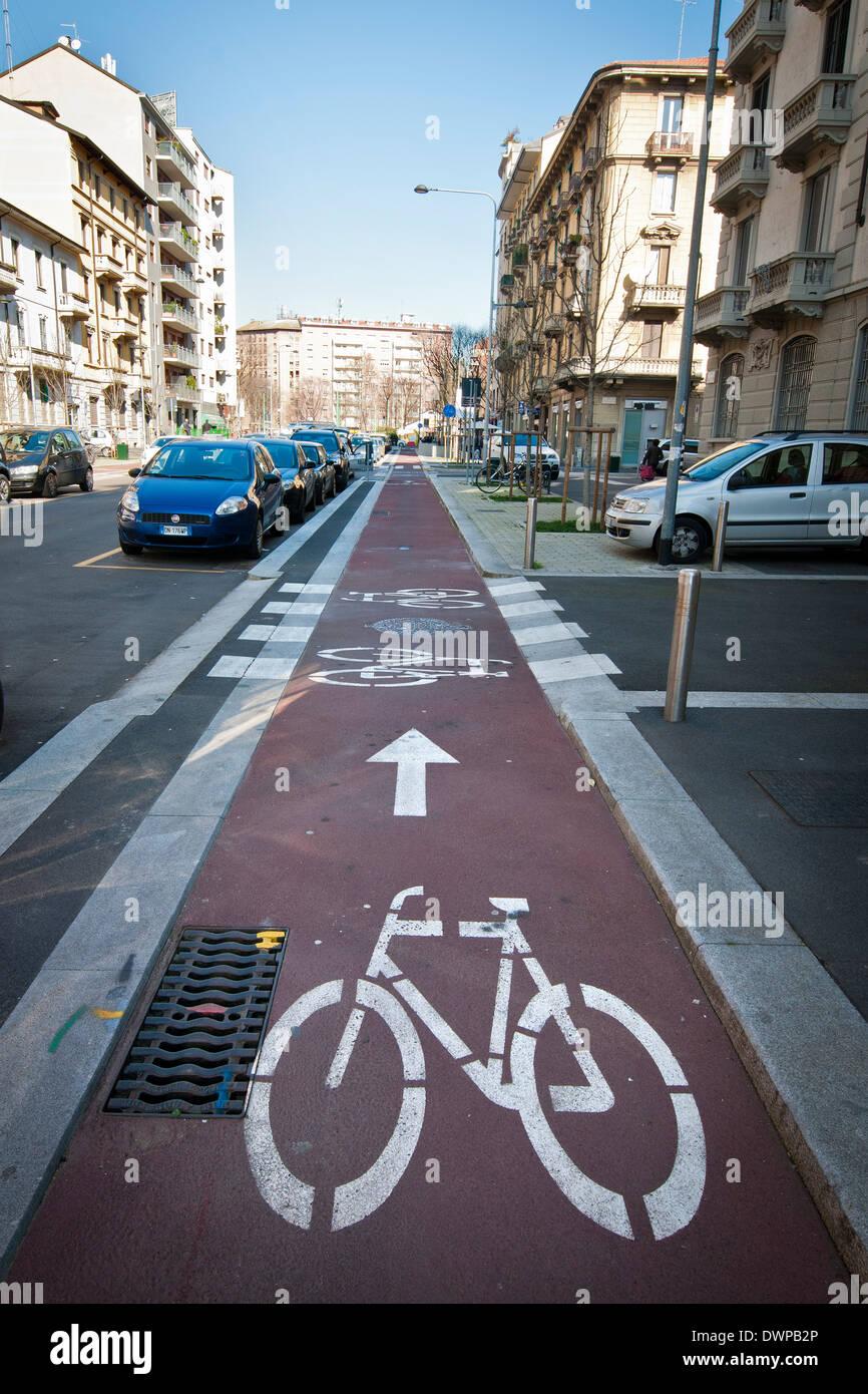 Italy, Milan, Bicycle path Stock Photo - Alamy