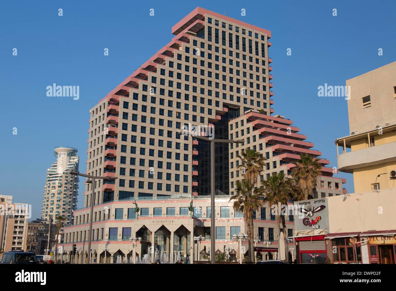 Opera Tower on beach promenade in Tel Aviv Pictured 21.02.2014 Stock ...