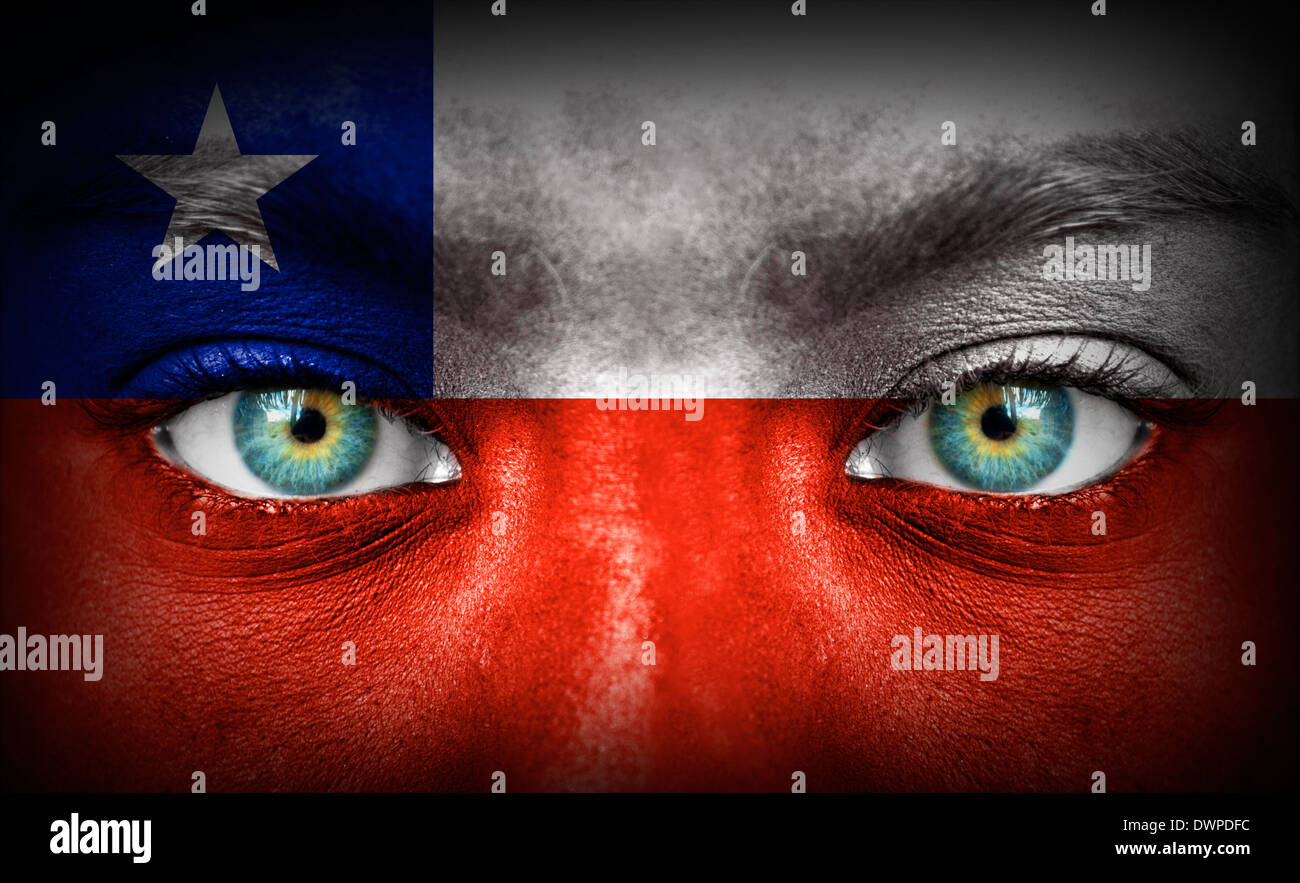 Human face painted with flag of Chile Stock Photo - Alamy