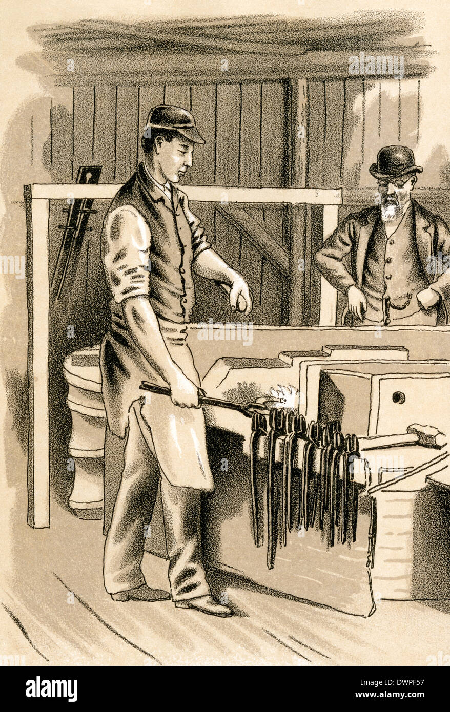 Blacksmith training, Chemawa Indian School in Salem, Oregon, 1880s ...