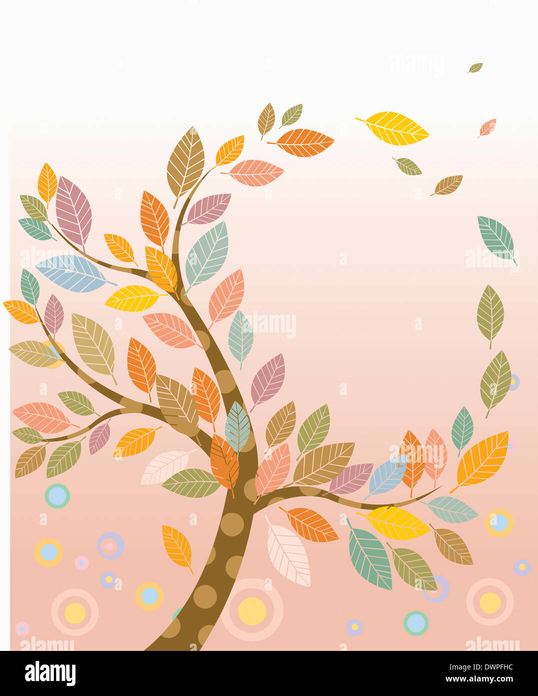 illustration of autumn memo template with autumn tree Stock Photo - Alamy