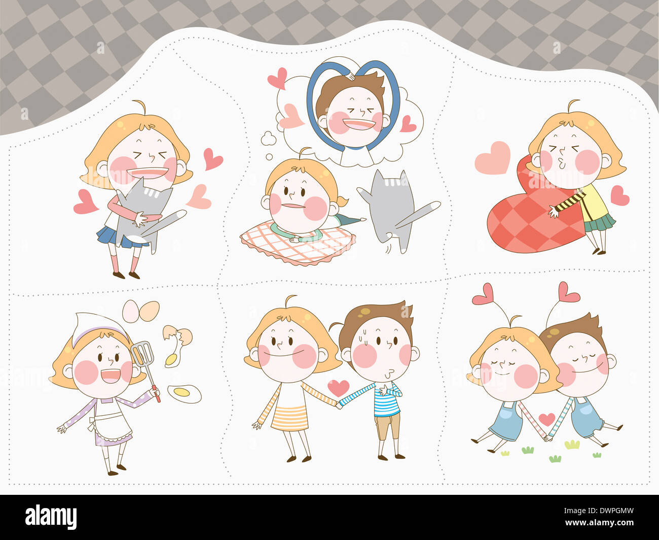 illustration of a woman character in love Stock Photo - Alamy