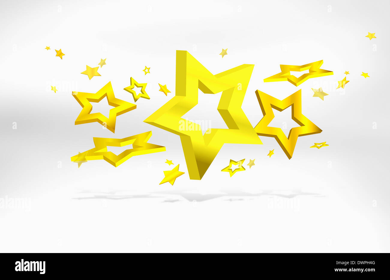 yellow stars in 3D angles in white background Stock Photo - Alamy