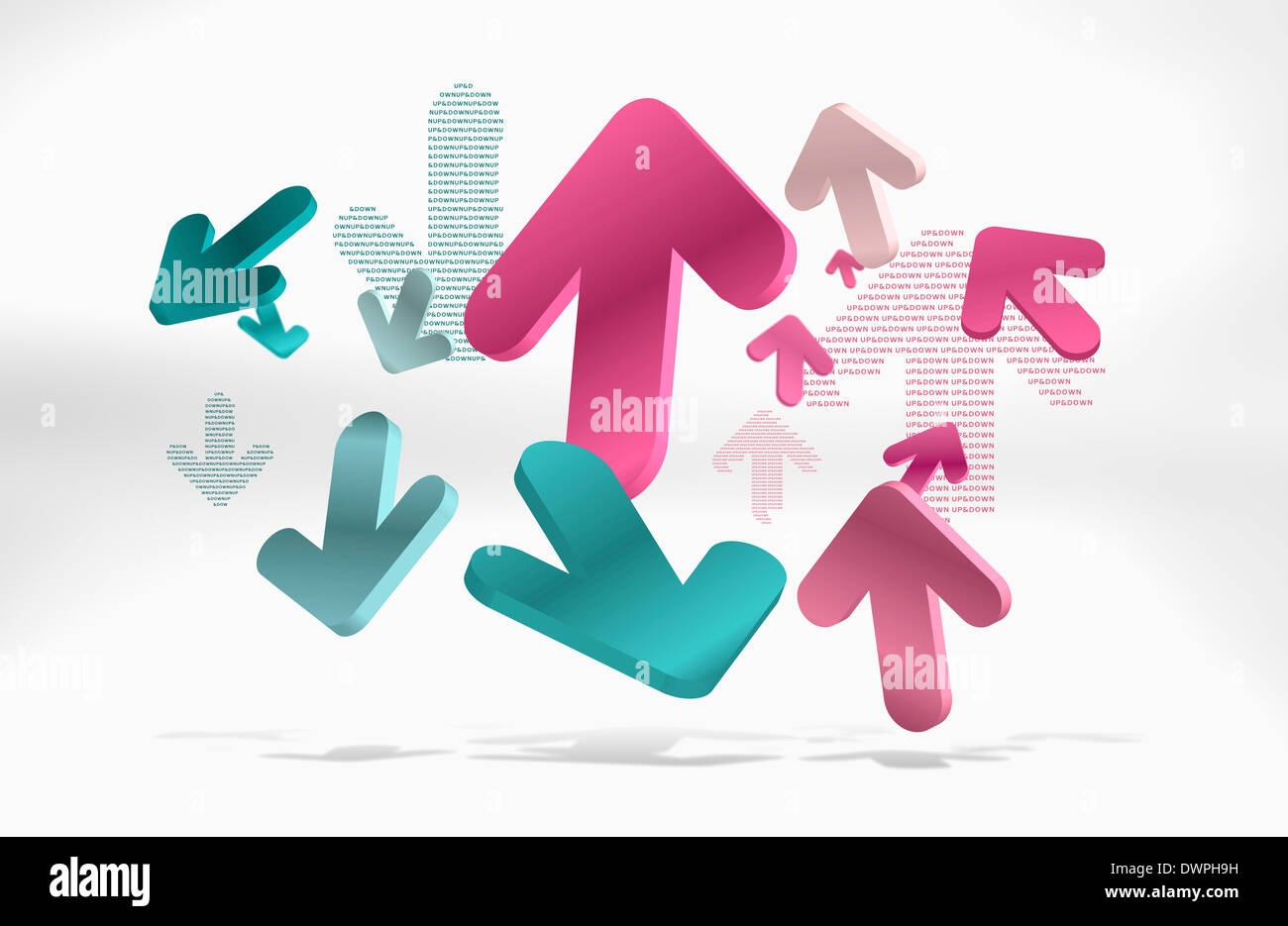 colorful arrows in 3D angles in white background Stock Photo - Alamy