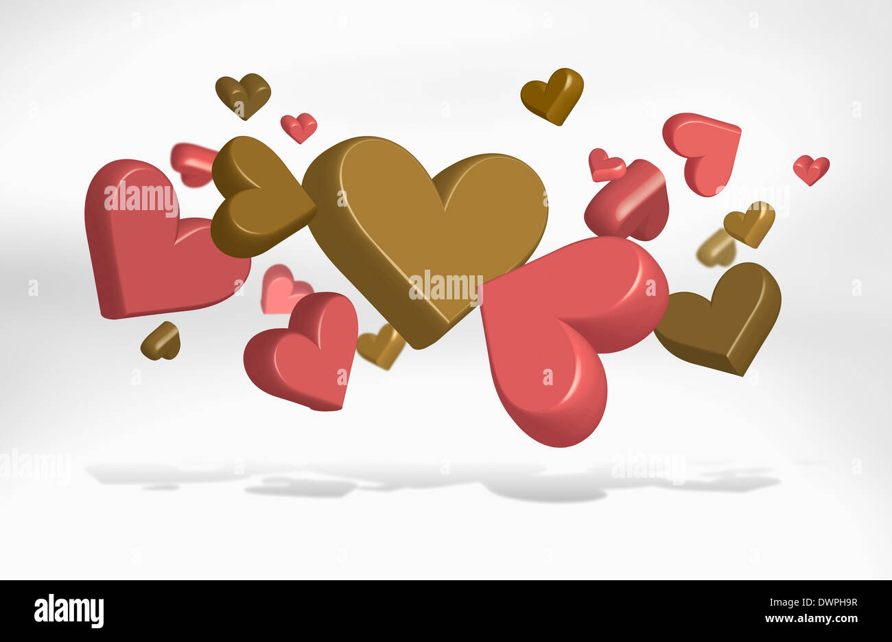 colorful hearts in 3D angles in white background Stock Photo - Alamy