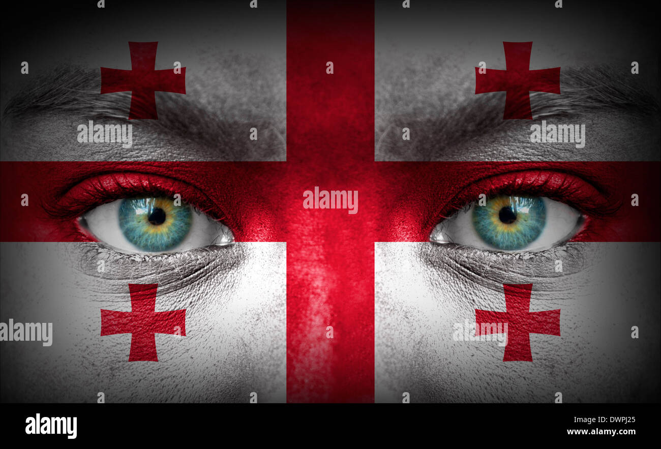 Human face painted with flag of Georgia Stock Photo - Alamy