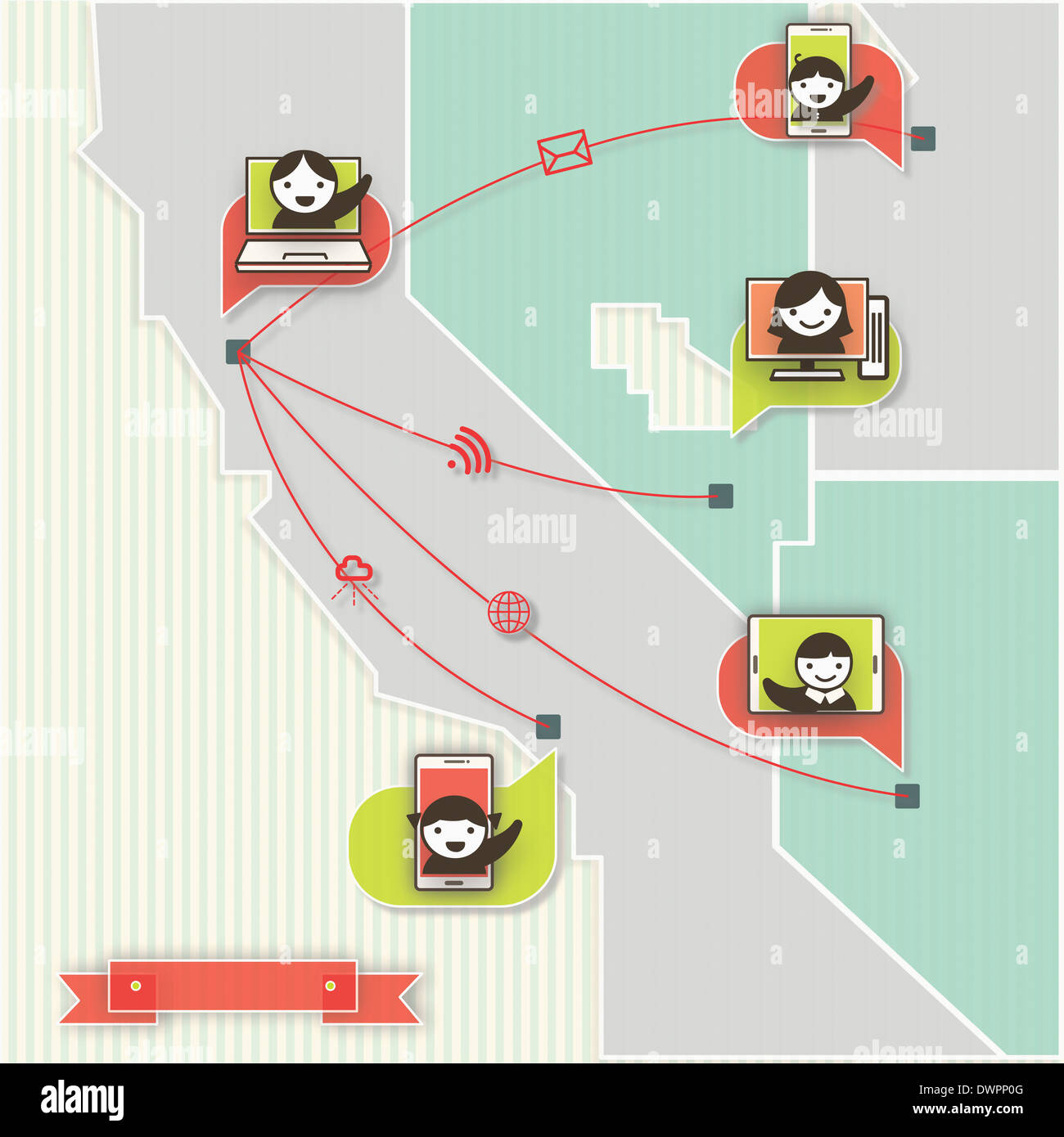 illustration of devices communicating with each other Stock Photo - Alamy