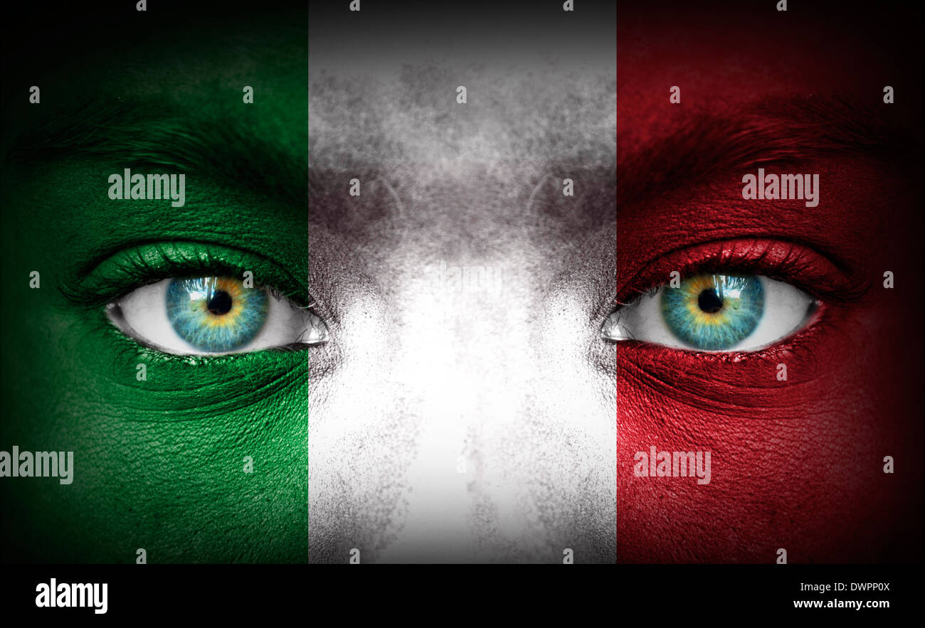 Human face painted with flag of Italy Stock Photo - Alamy