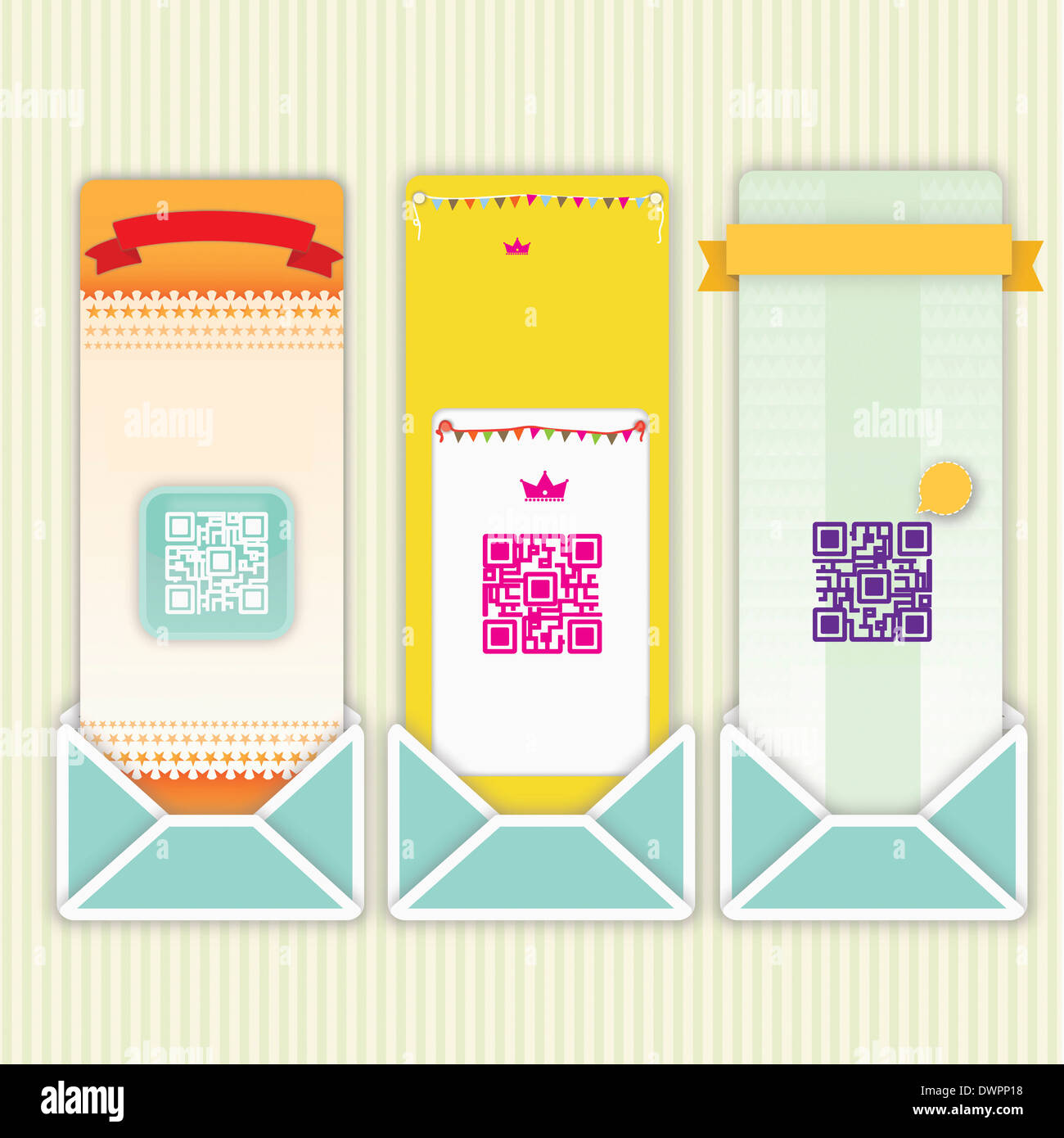 illustration template of memo tags with QR code Stock Photo - Alamy