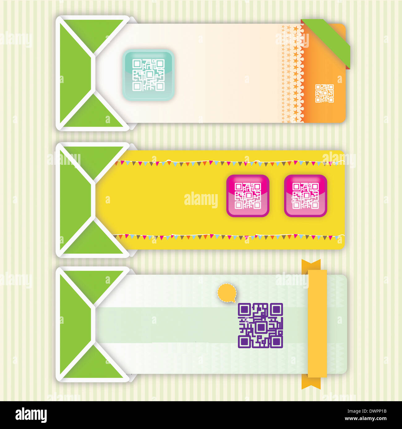 illustration template of memo tags with QR code Stock Photo - Alamy