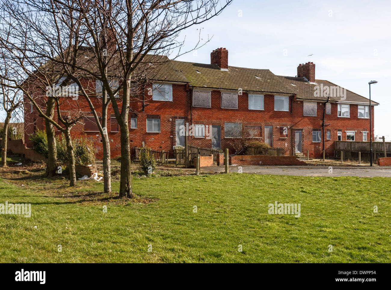Row of Derelict Houses Stock Photo - Alamy