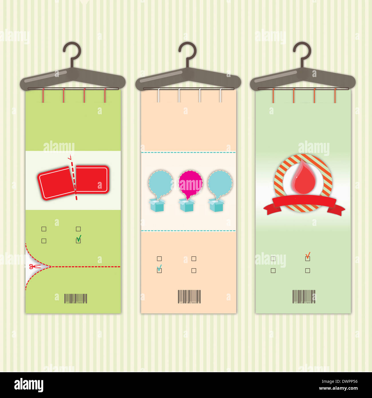 illustration template of memo tags with bar code Stock Photo - Alamy