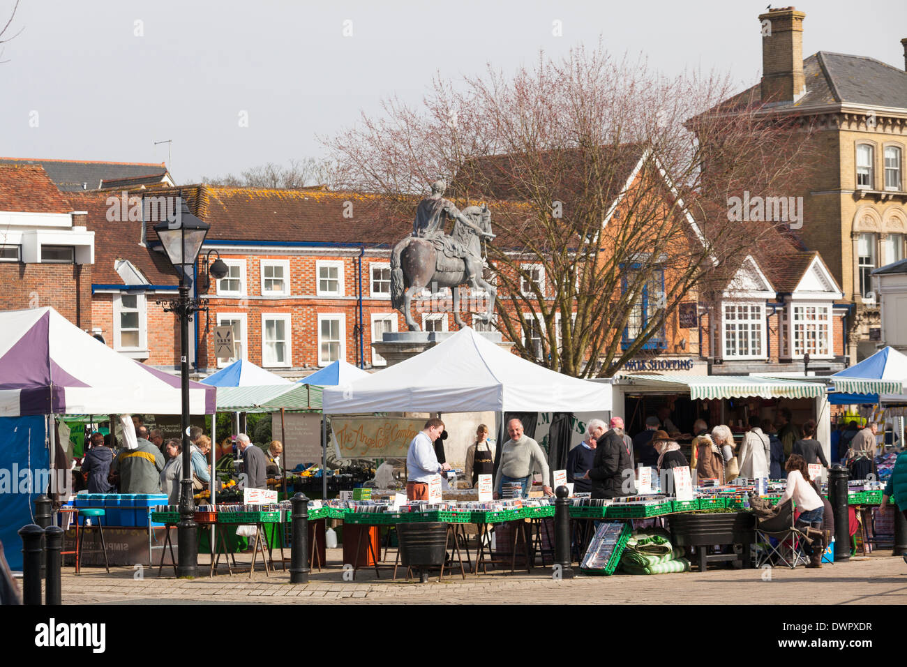 Petersfield Saturday market in the town centre square Stock Photo - Alamy