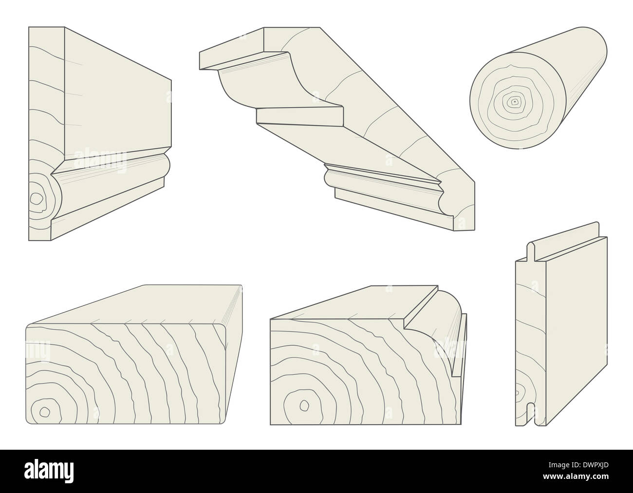 A selection of wood section profiles Stock Photo - Alamy