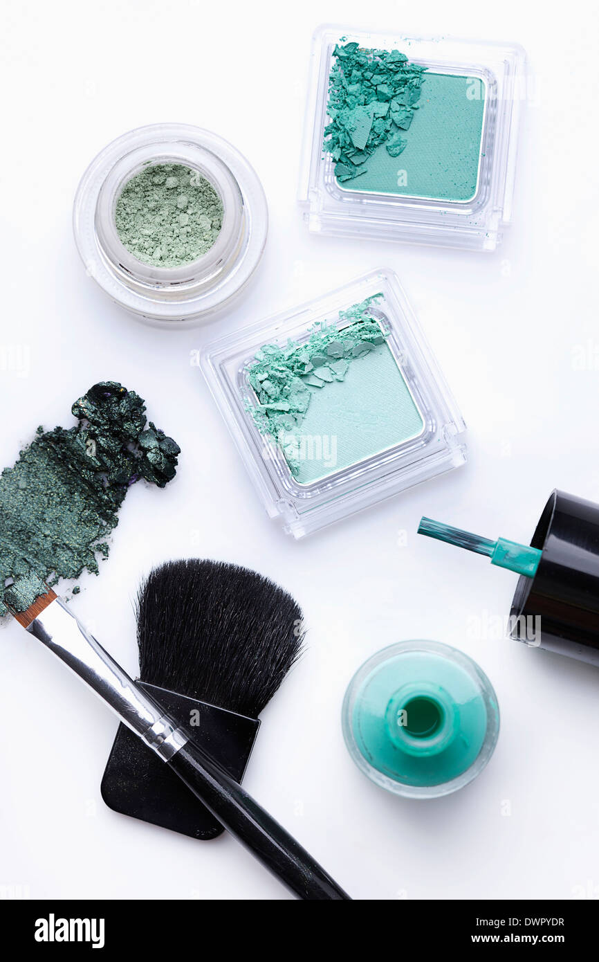 green make ups in white background Stock Photo - Alamy