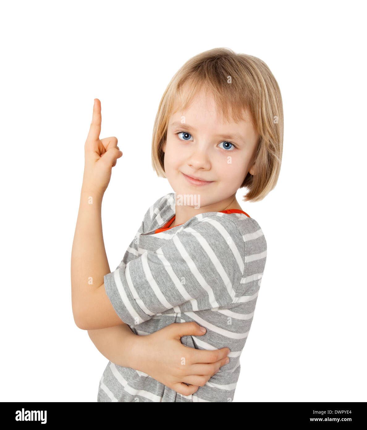 child pointing up isolated on white Stock Photo - Alamy