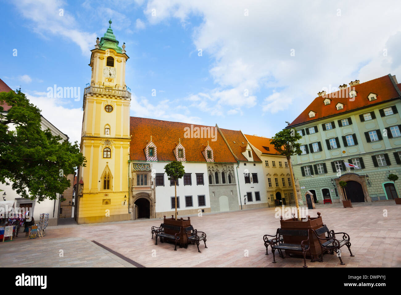 Hlavné námestie, Main Square square in downtown Bratislava, capital of ...