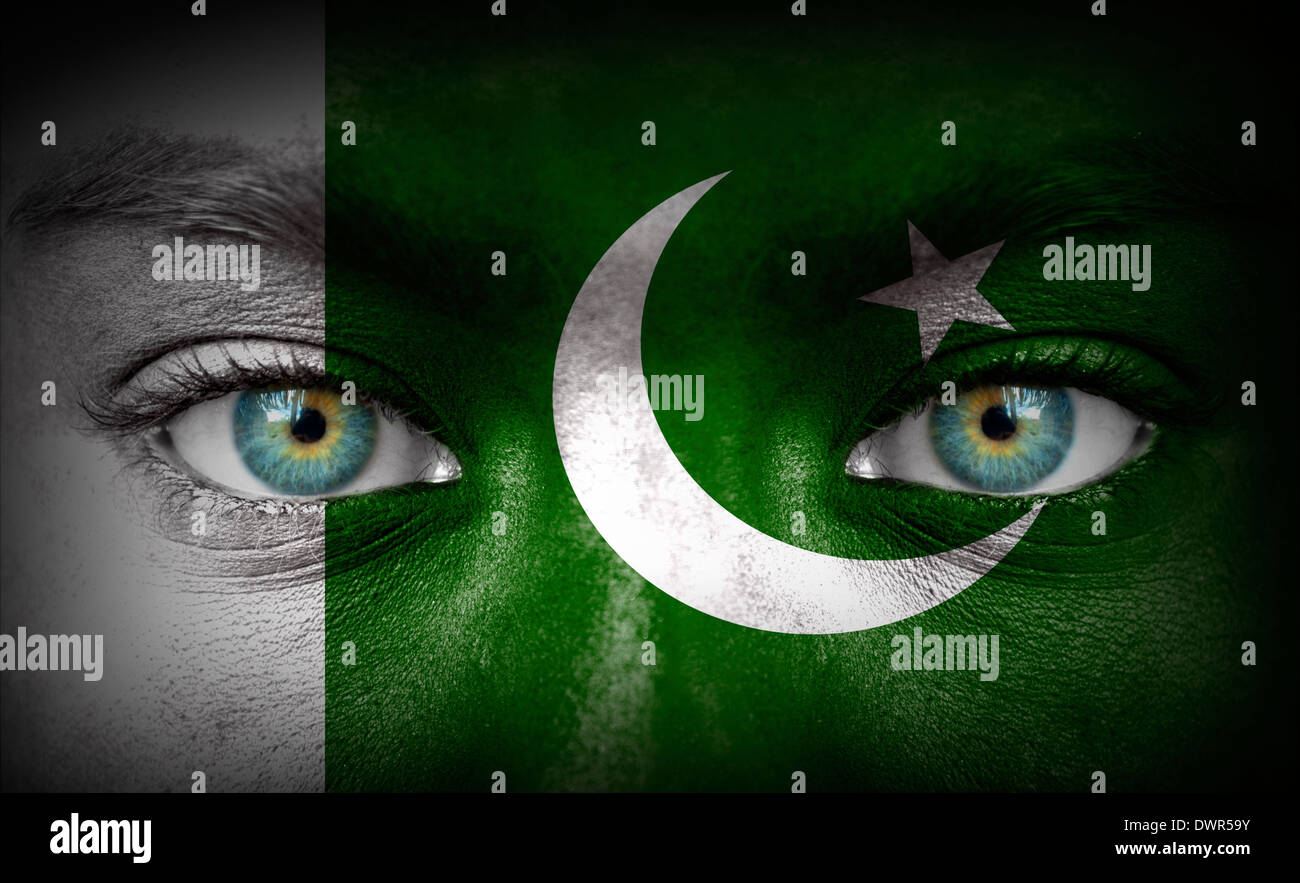 Human face painted with flag of Pakistan Stock Photo - Alamy