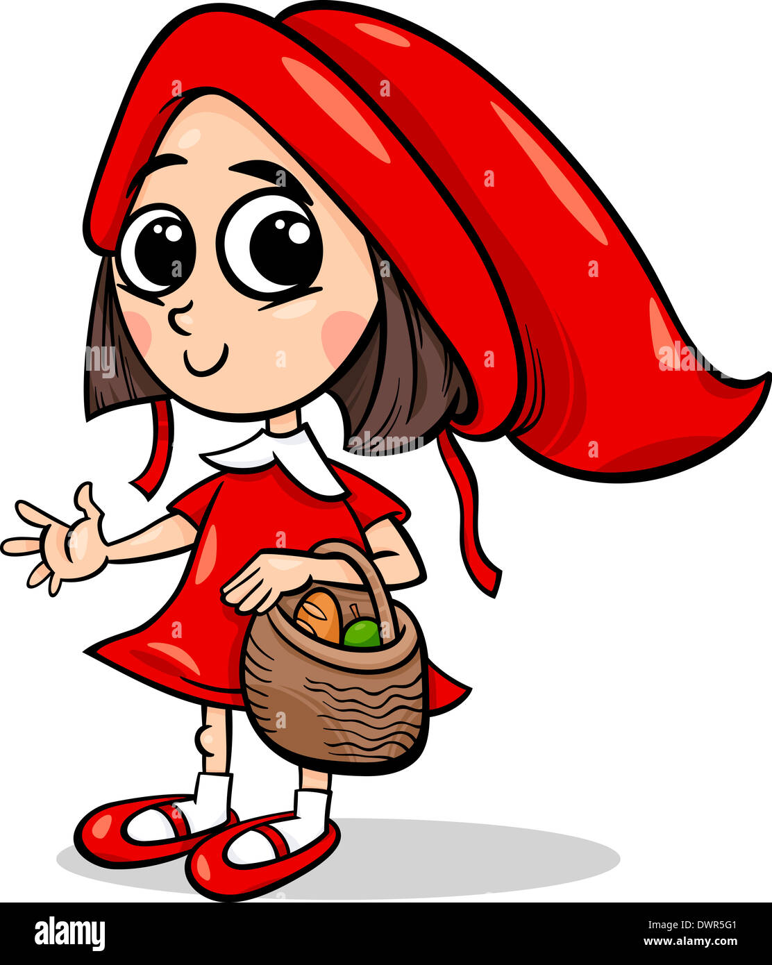 Cartoon Illustration of Cute Little Red Riding Hood Fairy Tale ...
