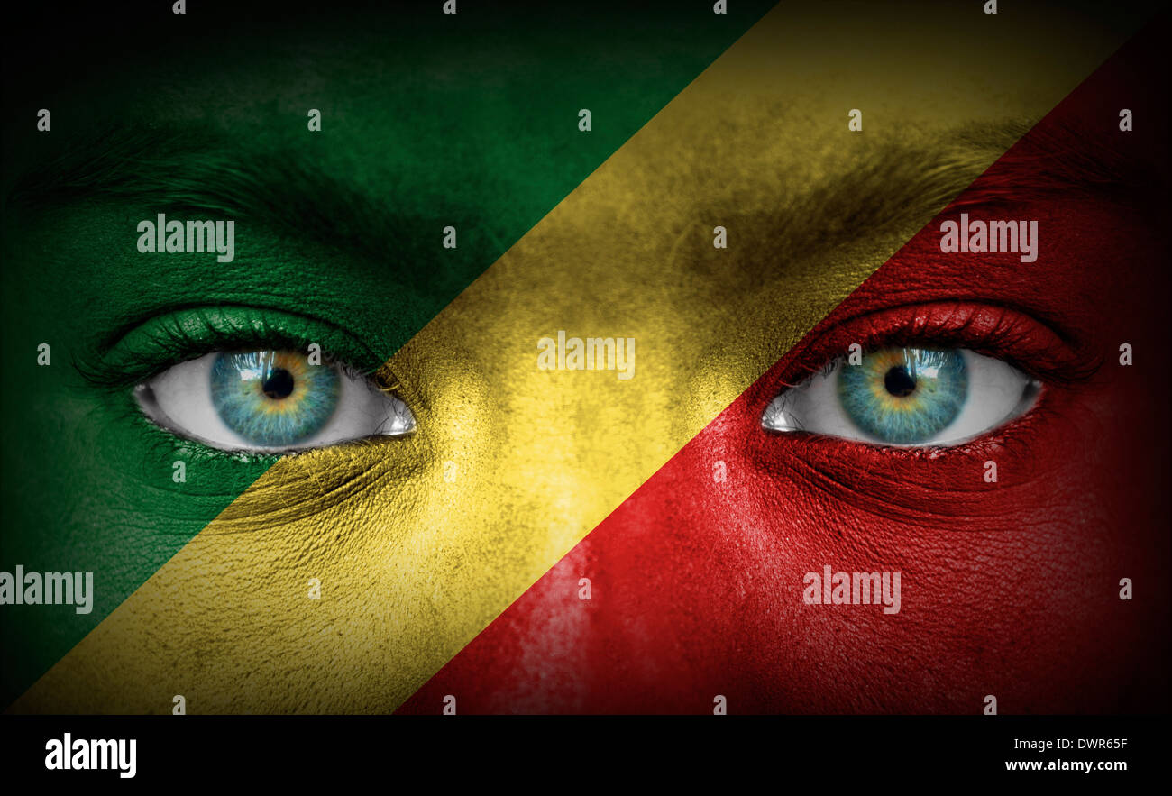 Human face painted with flag of Republic of the Congo Stock Photo - Alamy