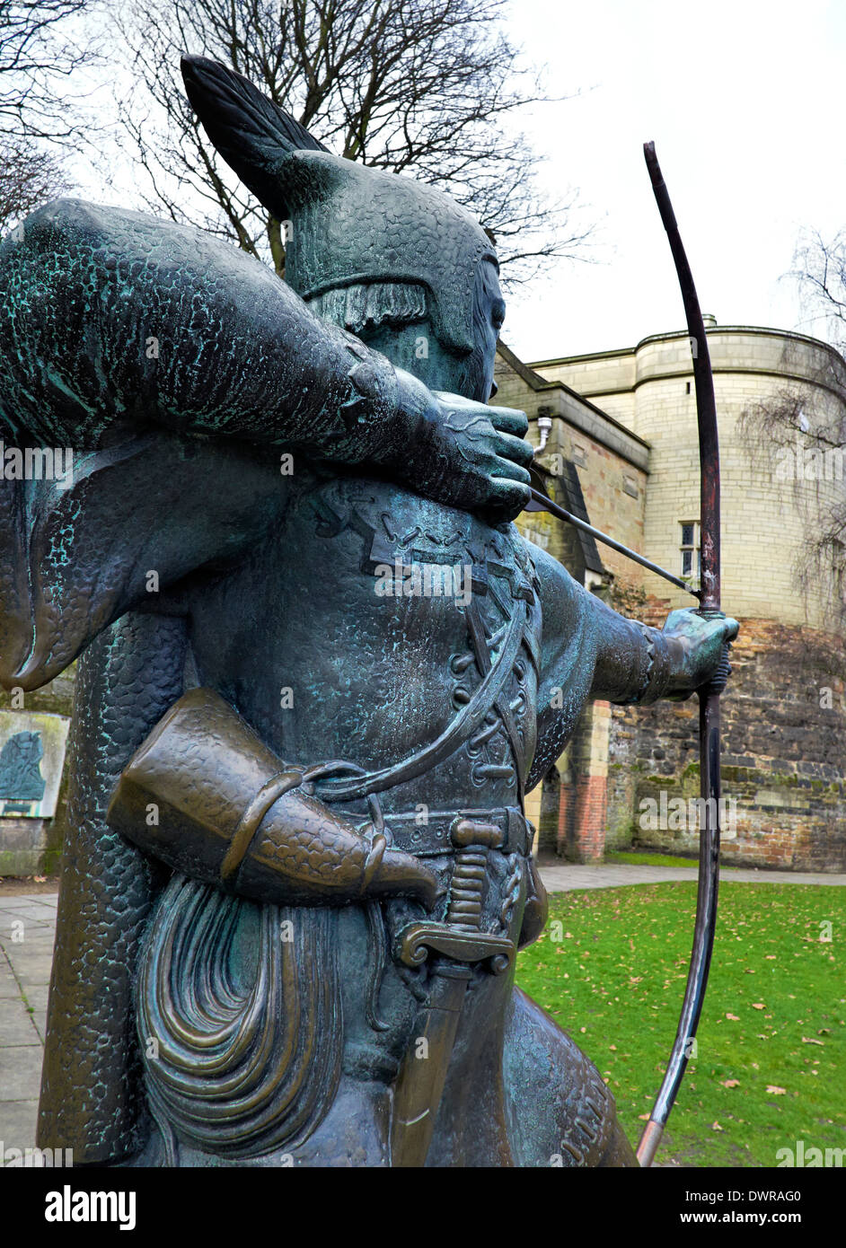 Robin hood statue Nottingham Castle England uk Stock Photo - Alamy