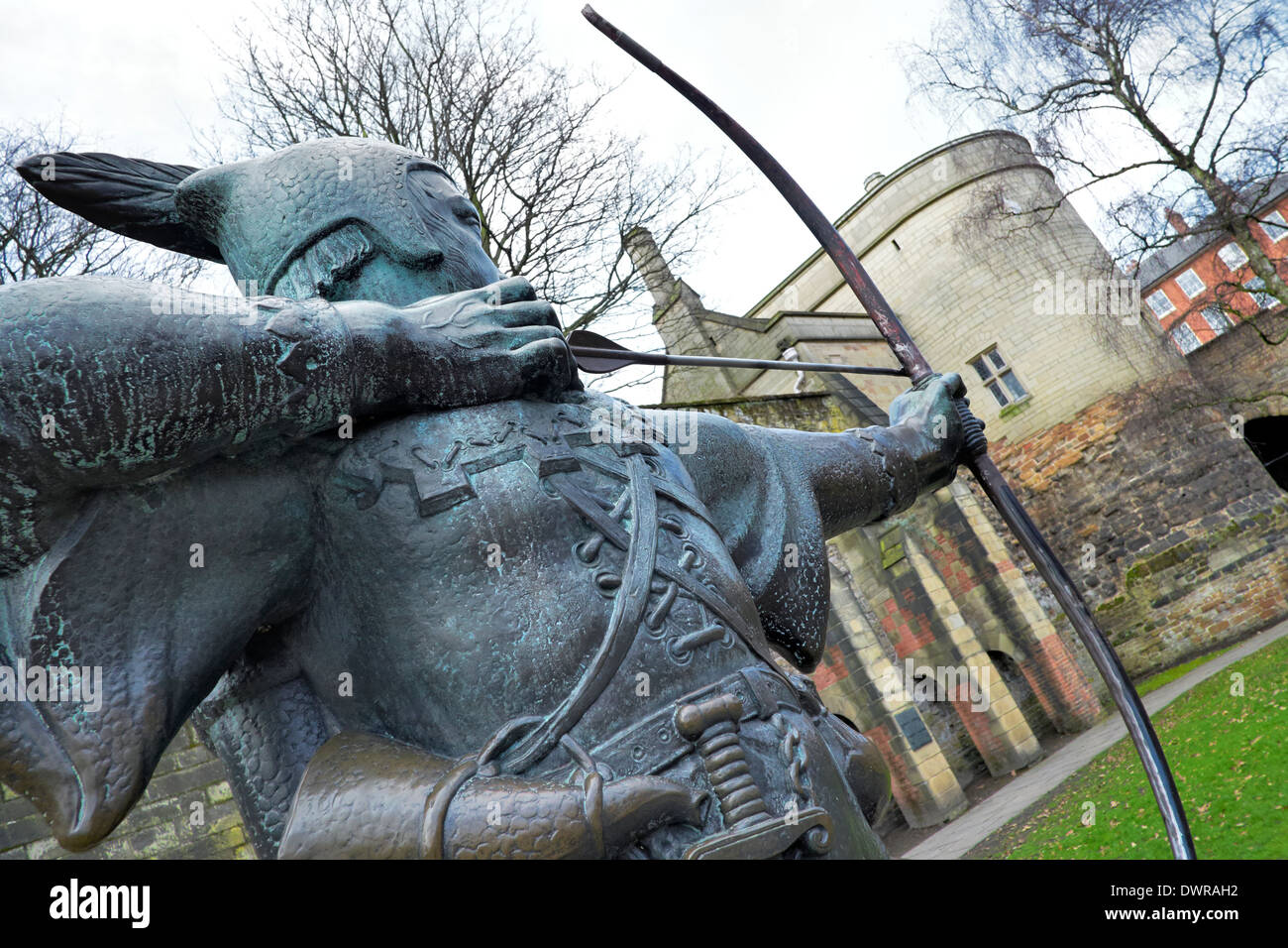 Robin hood statue Nottingham Castle England uk Stock Photo - Alamy