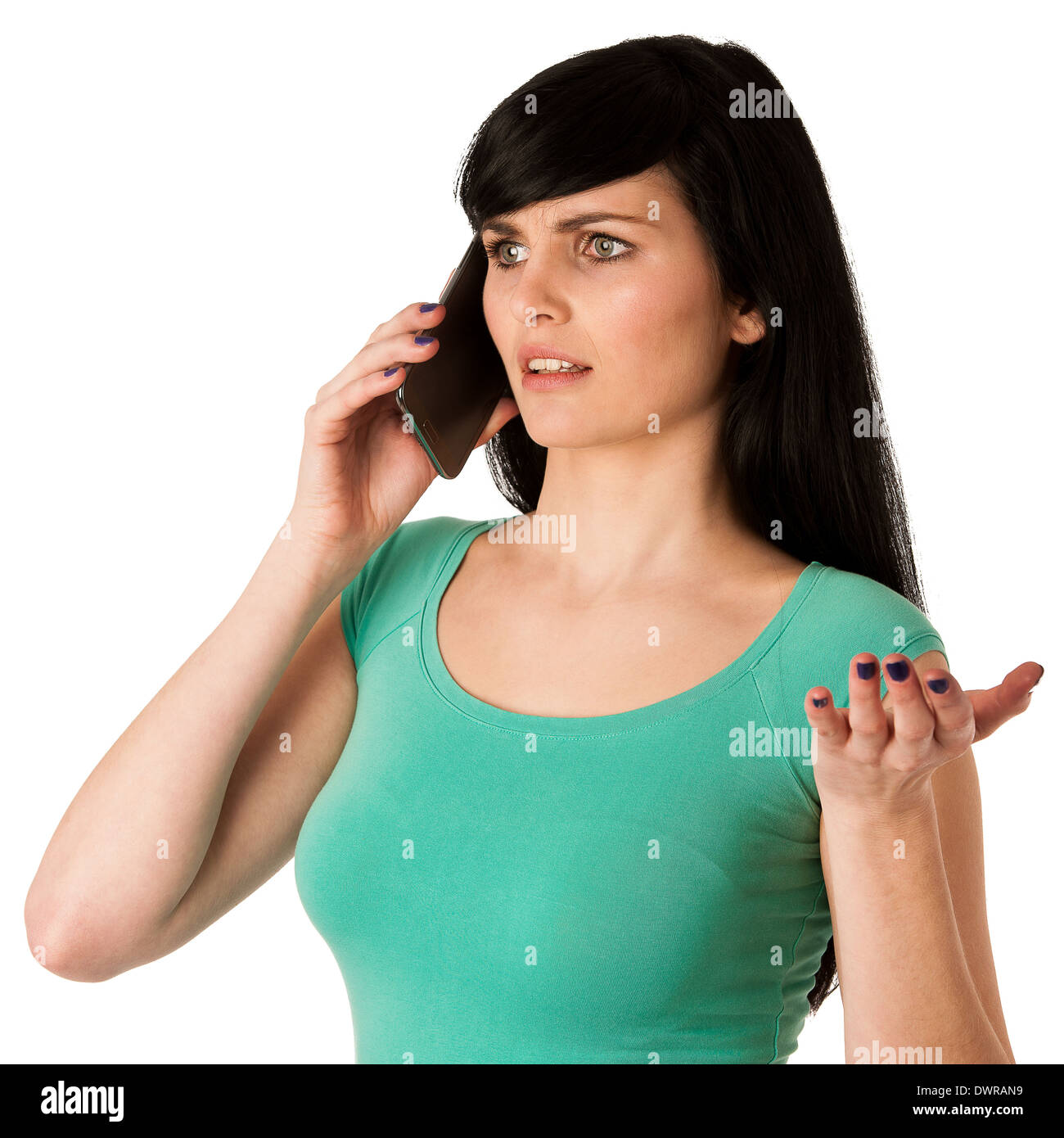 Hispanic black girl talking mobile cell phone hi-res stock photography and images - Alamy