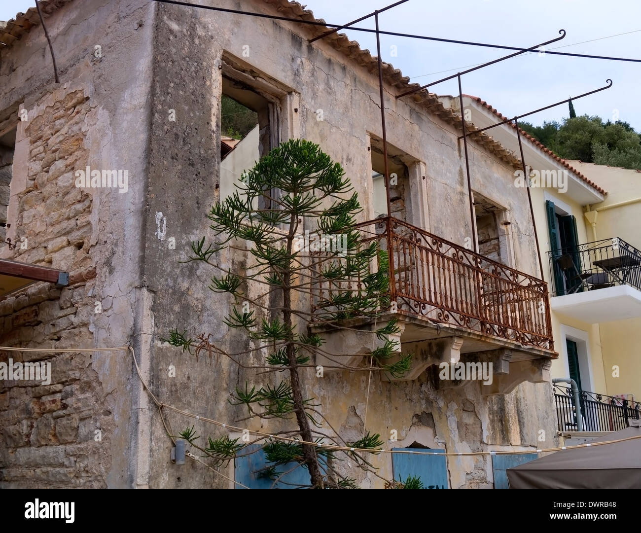 Old derelict traditional houses on the Island of Ithaca in Greece Stock ...