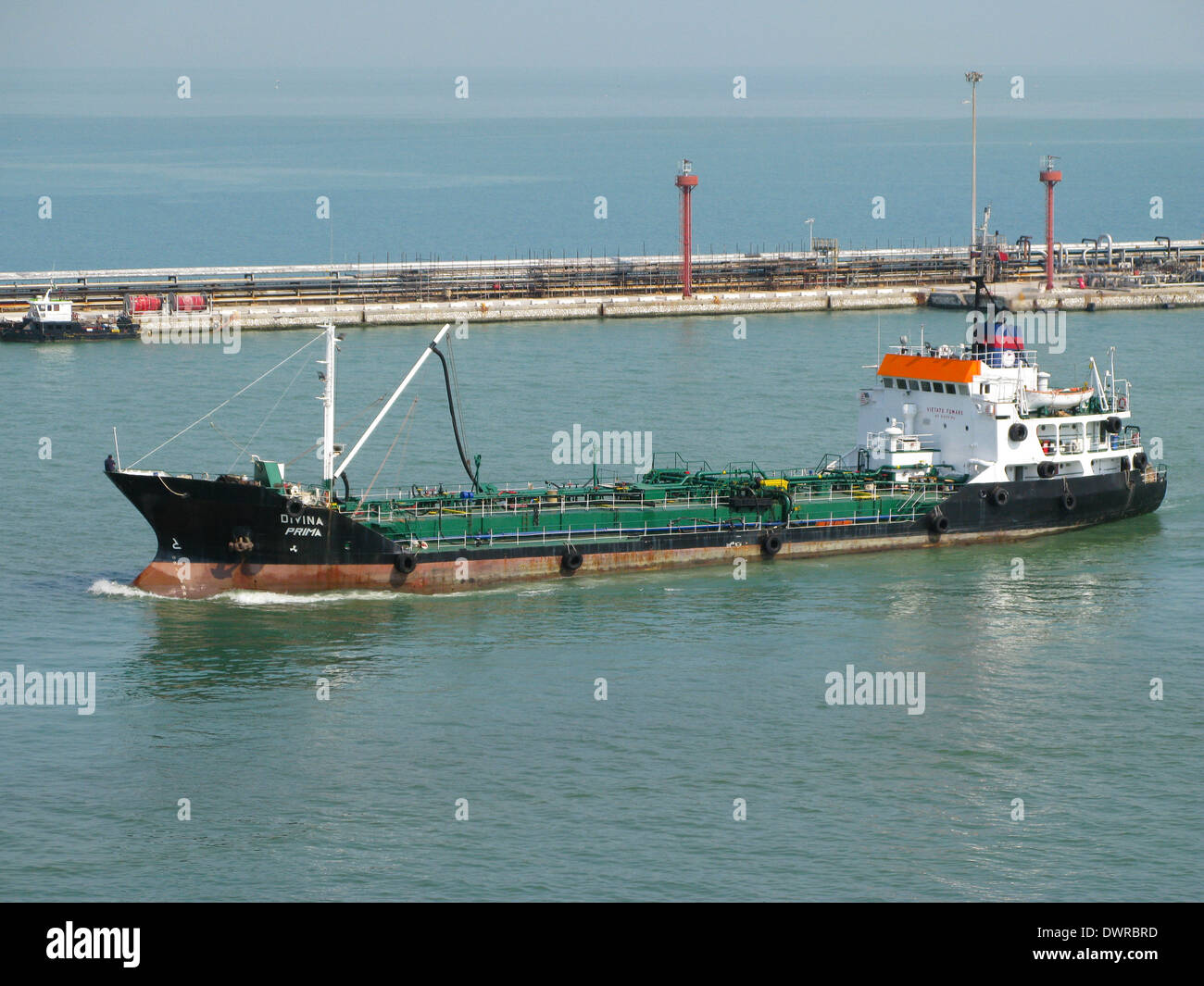 Oil products Tanker mv Divina Prima leaving Livorno Italy Stock Photo ...