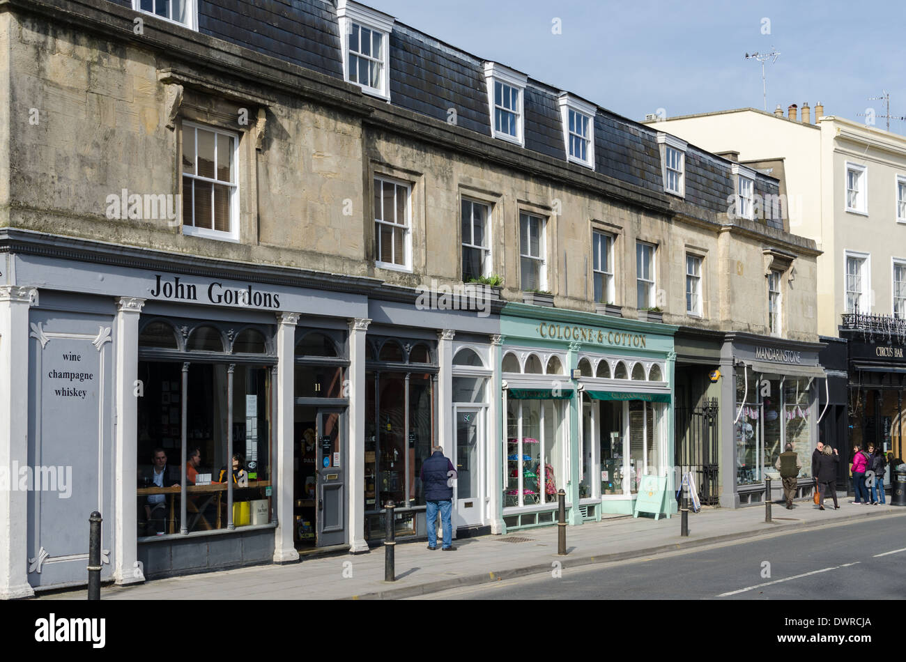 Row of smart shops in Montpelier, Cheltenham, Gloucestershire Stock ...