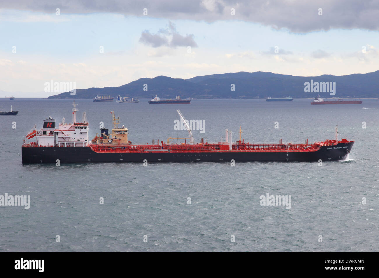 chemical oil tanker HANDYTANKERS MAGIC anchored in Gibraltar harbor ...