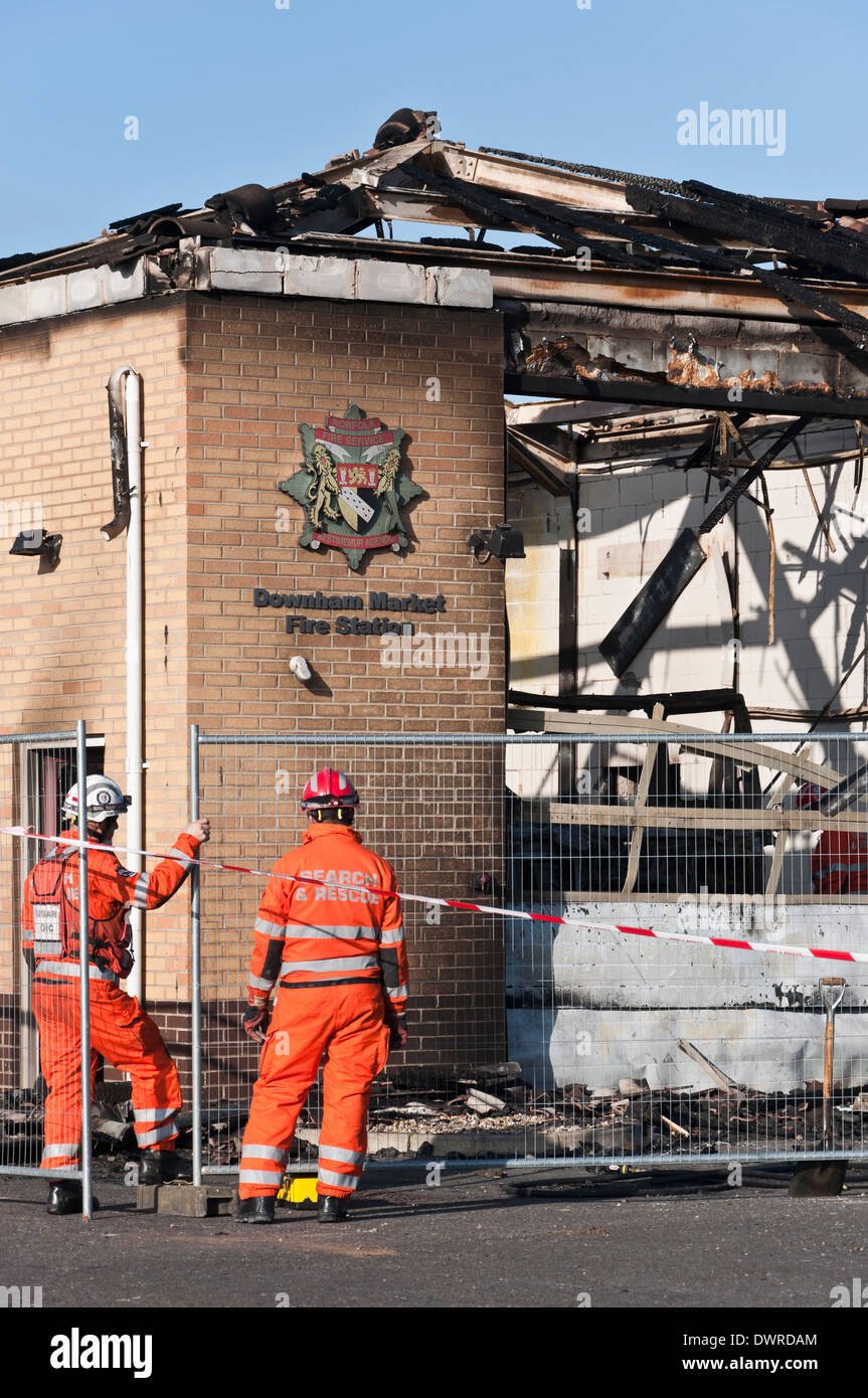 Downham Market fire station destroyed by fire Stock Photo - Alamy