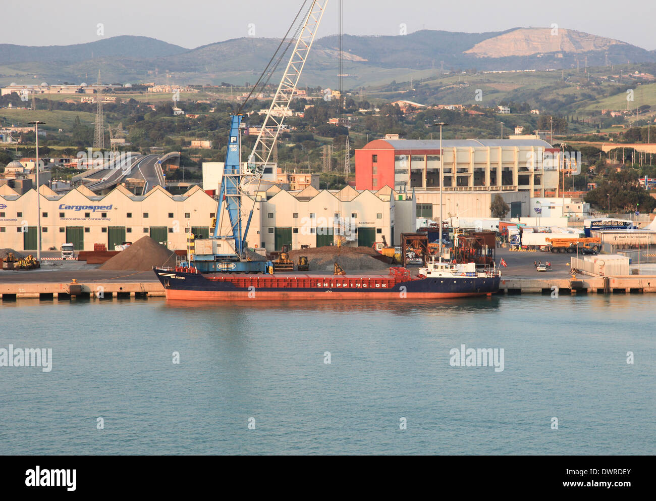 General cargo ship mv Dan Fighter berthed in Civitavecchia harbor ... General cargo ship mv Dan Fighter berthed in Civitavecchia harbor ...