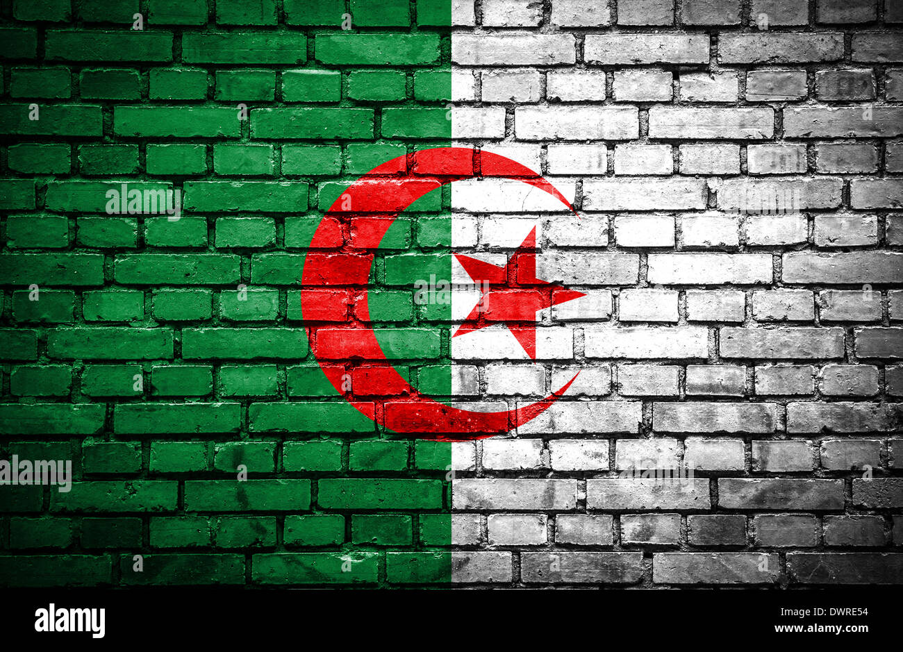 Brick wall with painted flag of Algeria Stock Photo - Alamy