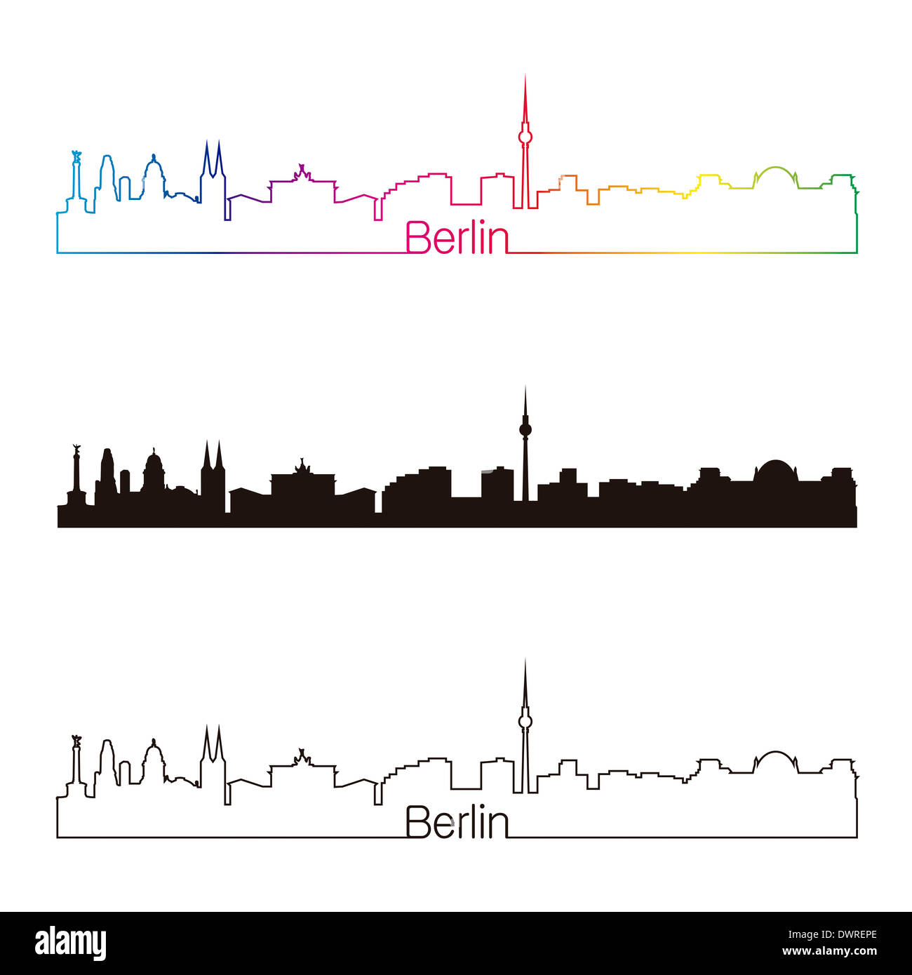 Berlin skyline linear style Stock Photo - Alamy