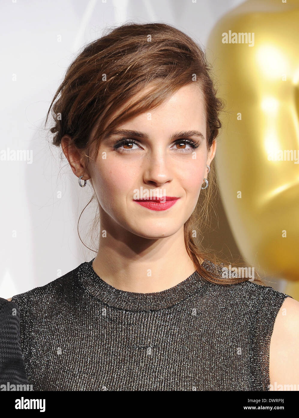 EMMA WATSON English film actress at the Oscars in March 2014. Photo ...