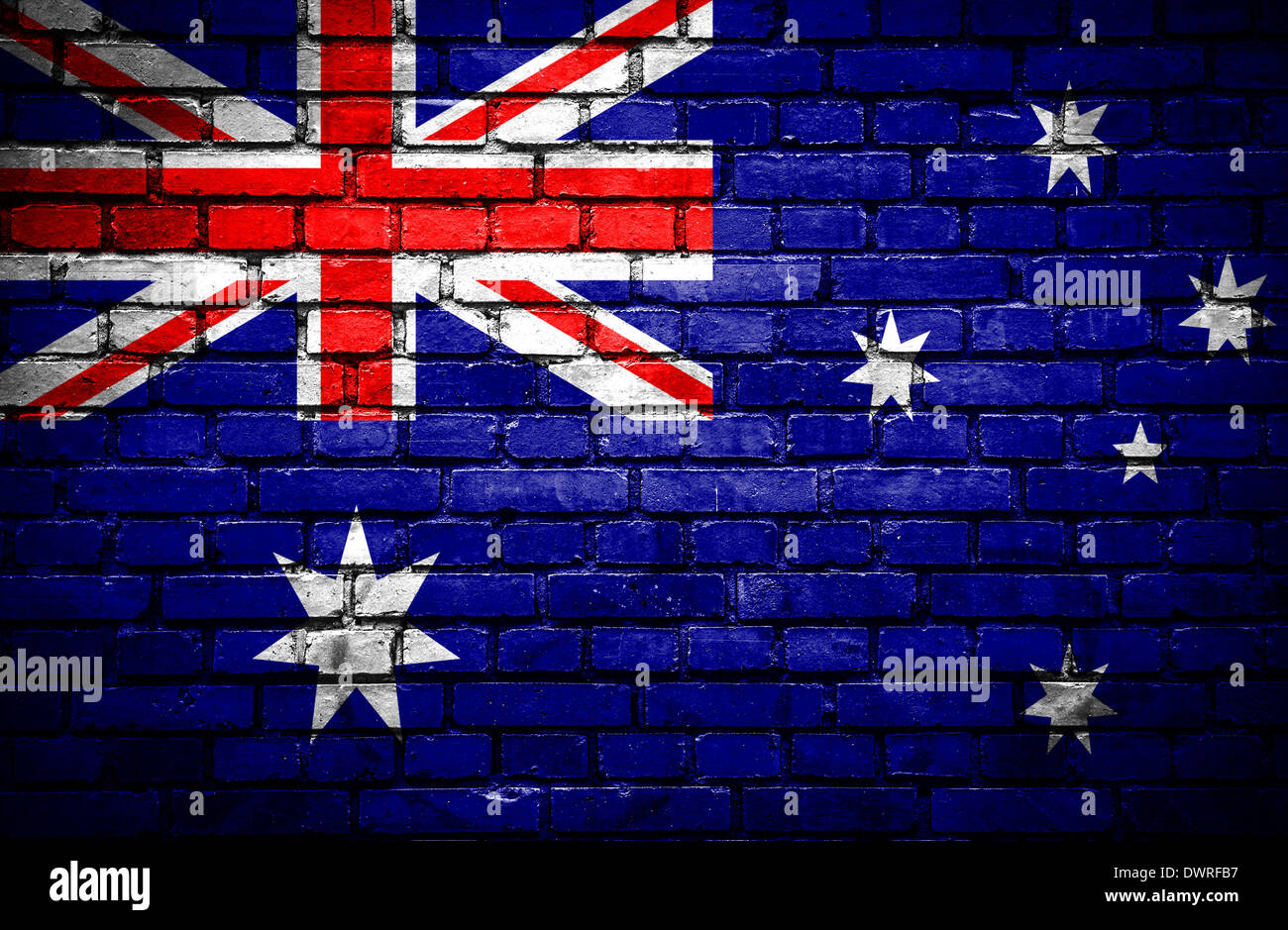 Brick wall with painted flag of Australia Stock Photo - Alamy