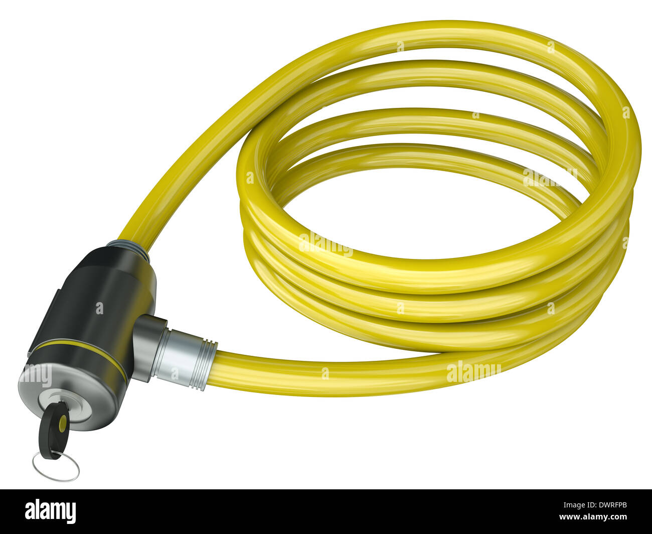 Yellow cable lock isolated on a white background. 3D render Stock Photo ...