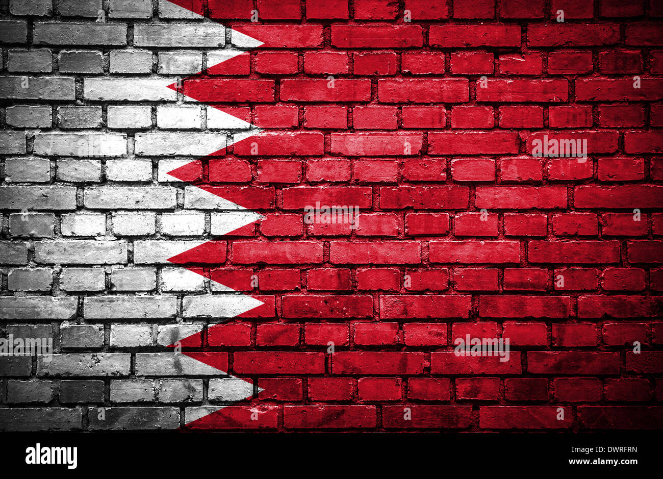 Brick wall with painted flag of Bahrain Stock Photo - Alamy