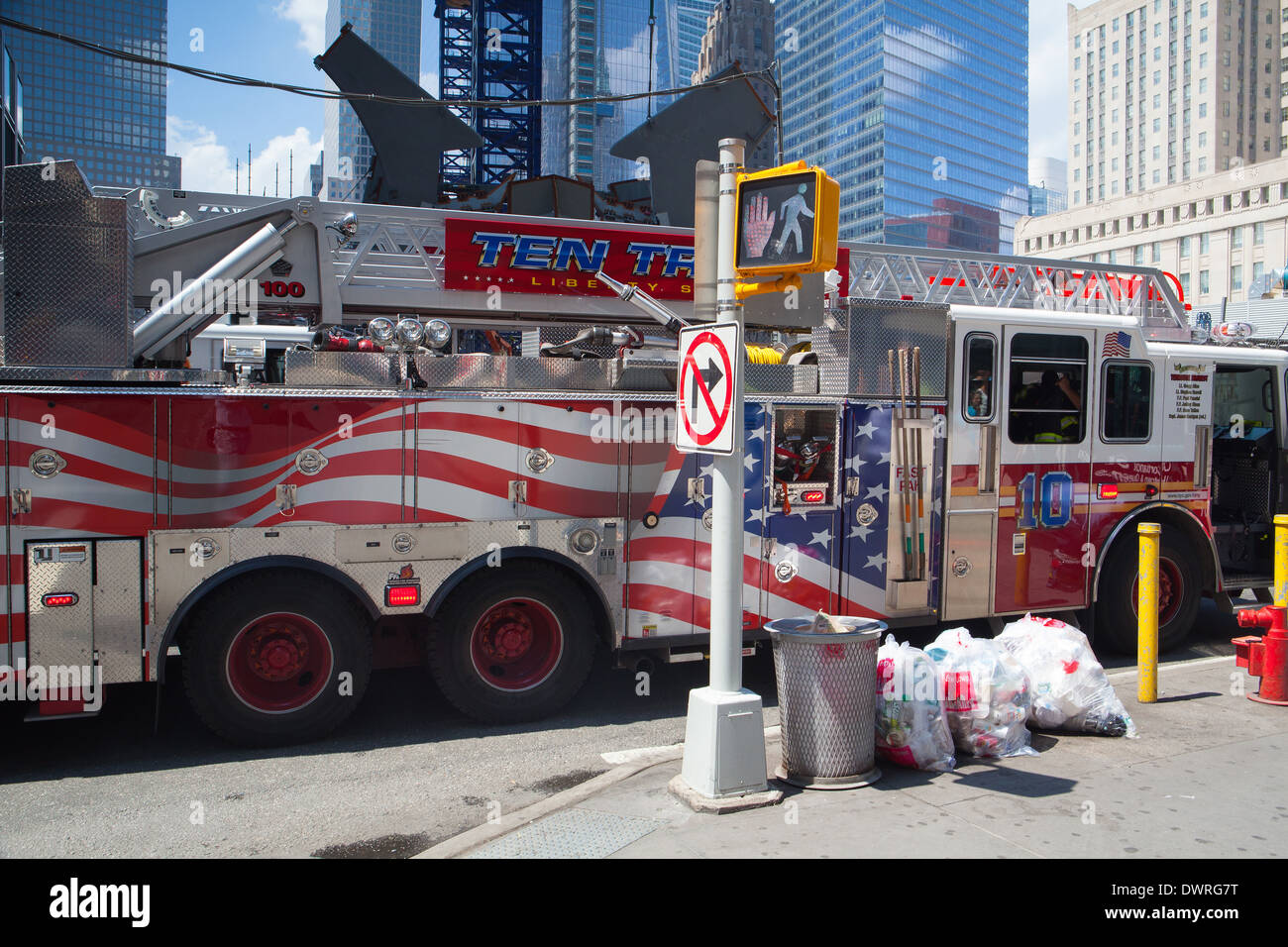 Typical american fire truck in Manhattan next the Ground Zero, New York ...