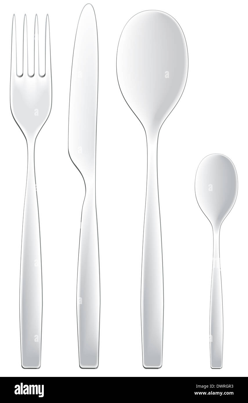 A set of modern dining utensils isolated on white Stock Photo - Alamy