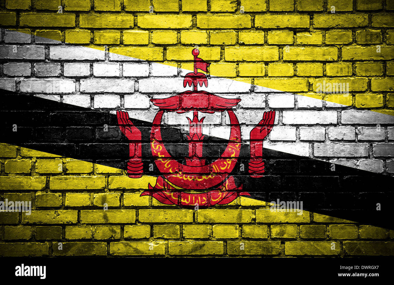 Brick wall with painted flag of Brunei Stock Photo - Alamy