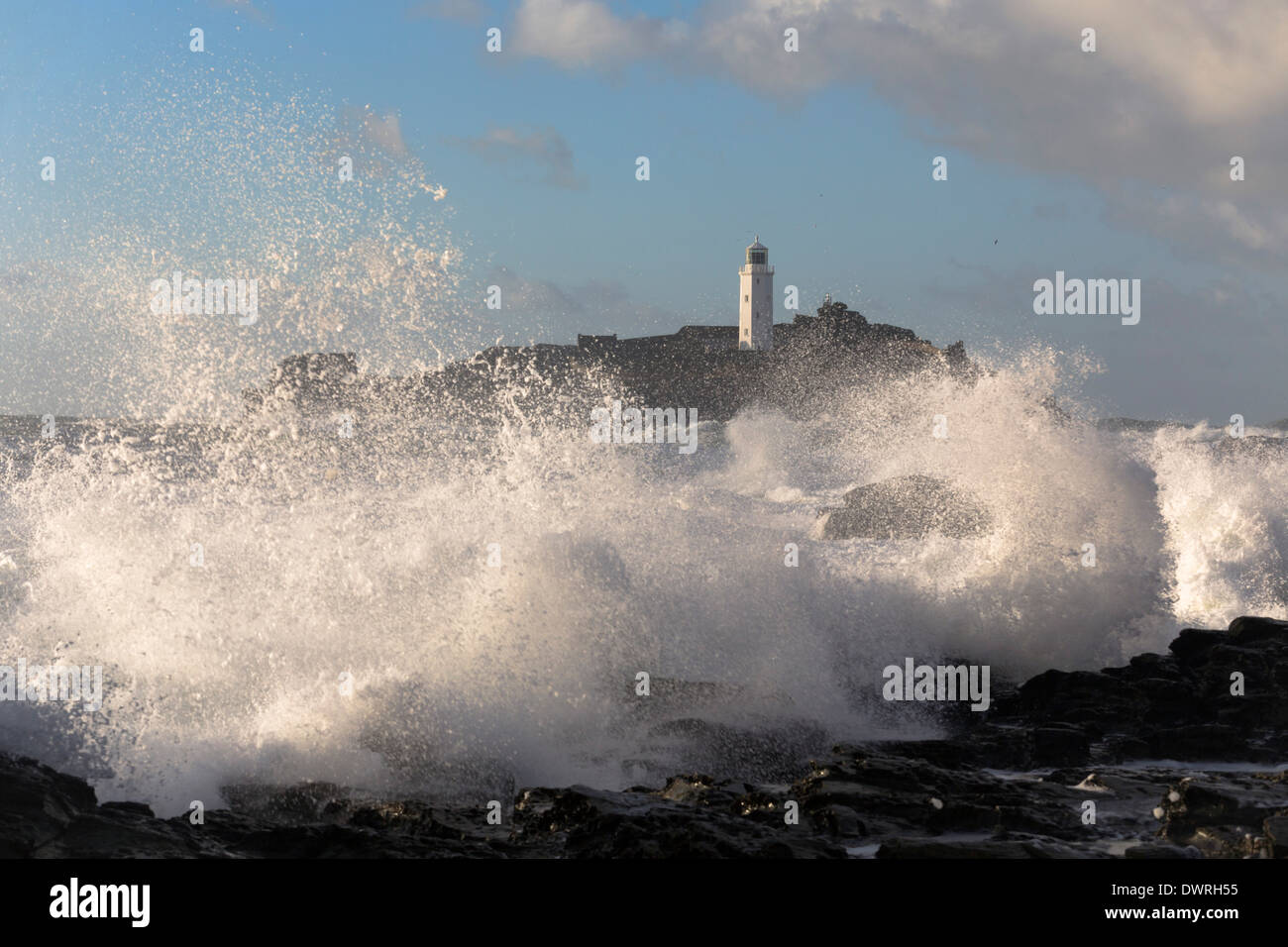 Godrevy; Lighthouse; Storm; Cornwall; UK Stock Photo - Alamy