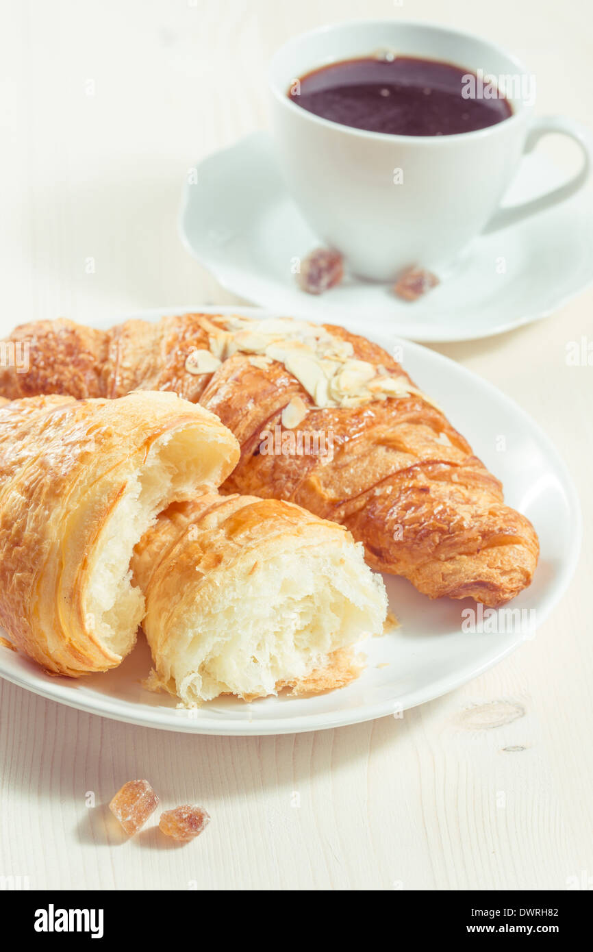 Croissants in plate hi-res stock photography and images - Alamy