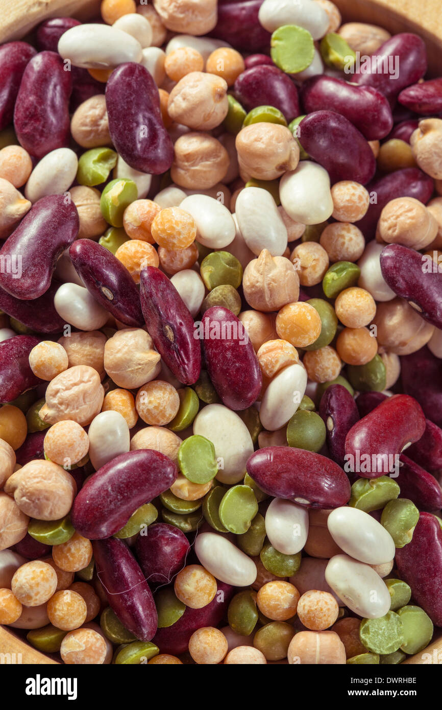 Mix of white and red string bean, lentil, green and yellow peas Stock ...